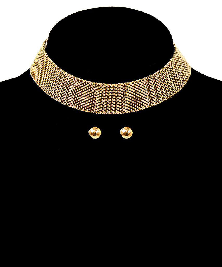GOLD METAL MESH CHOKER SET – Glam Kandy Jewelry